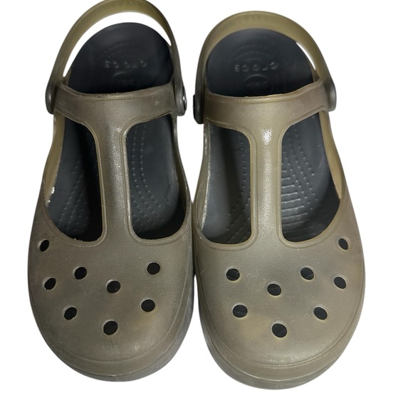 CROCS | Shoes | Crocs Olive Green Tstrap Clogs | Poshmark